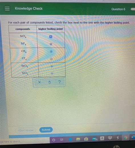 solved knowledge check question 6 for each pair of