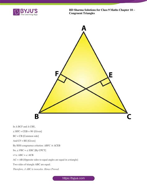 Rd Sharma Solutions For Class 9 Maths Chapter 10 Congruent Triangles Rd Sharma Solutions For Class 9 Maths Chapter 10 Congruent Triangles