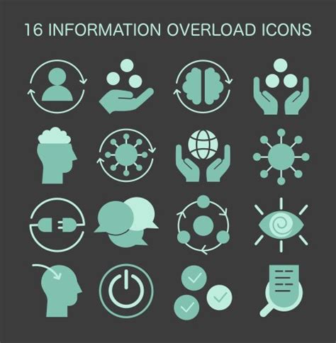Information Overload Concept Set Flat Royalty Free Vector