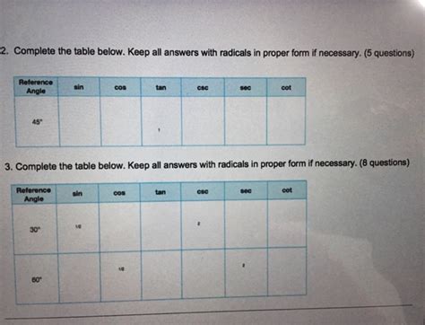 solved complete the table below keep all answers with