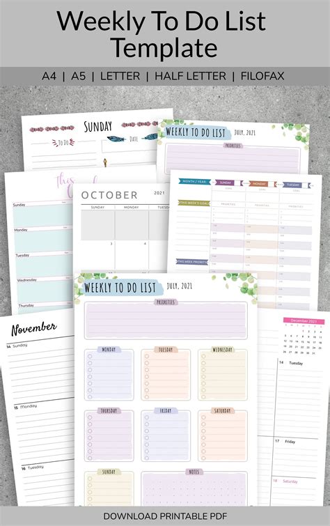 Weekly To Do List Template Weekly Planner Template To Do List To Do Lists Printable
