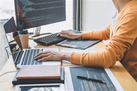 Professional Programmer Working At Developing Programming And Website Working In A Software