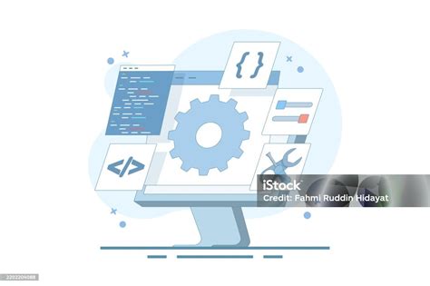 Software Development Concept Coding And Configuration Of Gears On A Computer Screen Showing The
