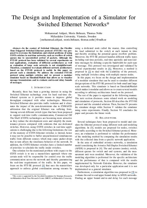 Pdf The Design And Implementation Of A Simulator For Switched Ethernet Networks Mohammad