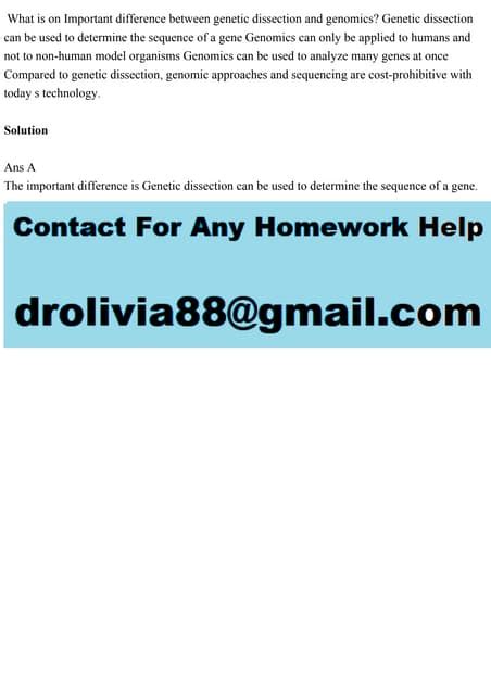 What Is On Important Difference Between Genetic Dissection And Genomipdf