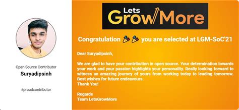 Suryadipsinh Vaghela On Linkedin Lgm Letsgrowmore Opensource