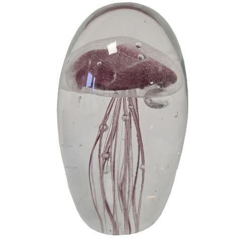 Presse Papier Sulfure En Verre Méduse Aubergine