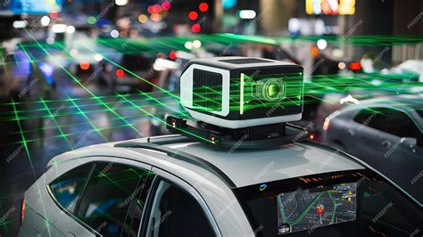 A Autonomous Car With The Lidar Sensor Device On Top Premium Ai Generated Image
