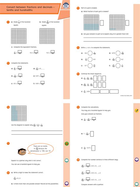 Y7 Autumn Block 5 Wo4 Convert Between Fractions And Decimals Tenths And Hundredths 2019 Pdf