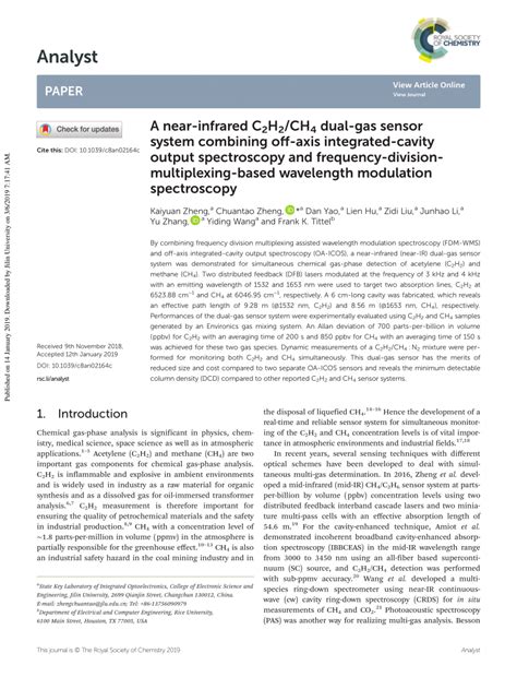 Pdf Near Infrared C2h2ch4 Dual Gas Sensor System Combining Off Axis