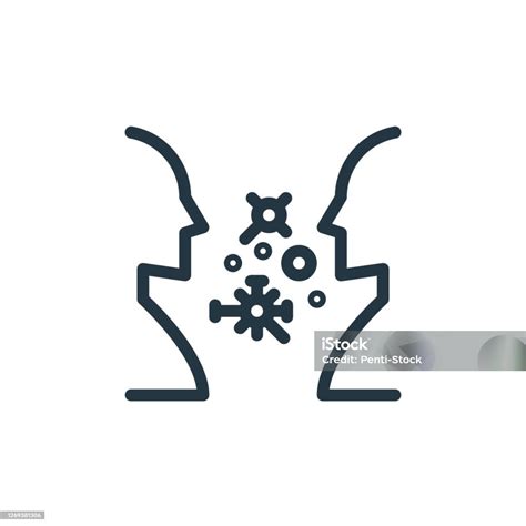 흰색 배경에서 격리된 감염 벡터 아이콘입니다 개요 웹 사이트 디자인 및 모바일 응용 프로그램 개발을위한 얇은 라인 감염 아이콘 얇은 선 감염 윤곽선 아이콘 벡터 그림입니다