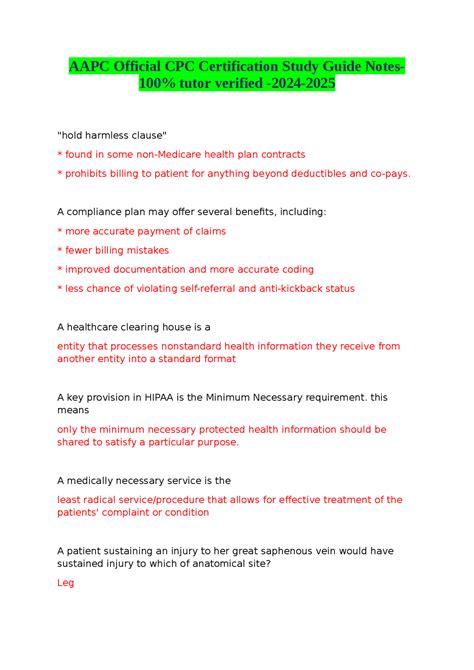 AAPC Official CPC Certification Study Guide Notes Tutor Verified Docx Exams