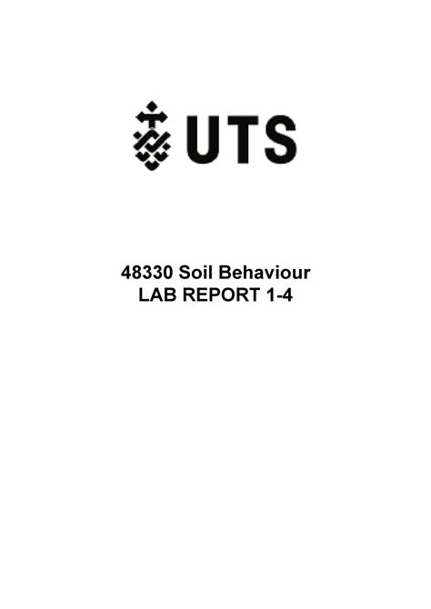 Soil Lab 1 4 Lab 1 4 48330 Soil Behaviour LAB REPORT 1 Lab 1 Soil Compaction