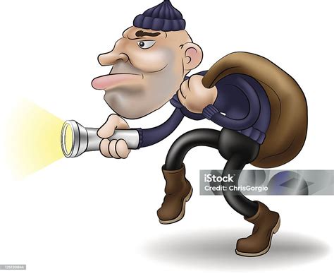 도둑 또는 강도 손전등 및 색 악당에 대한 스톡 벡터 아트 및 기타 이미지 악당 가방 강도 Istock