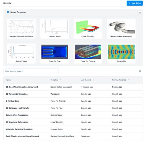 ai solver templates template repository and ui for running modulus