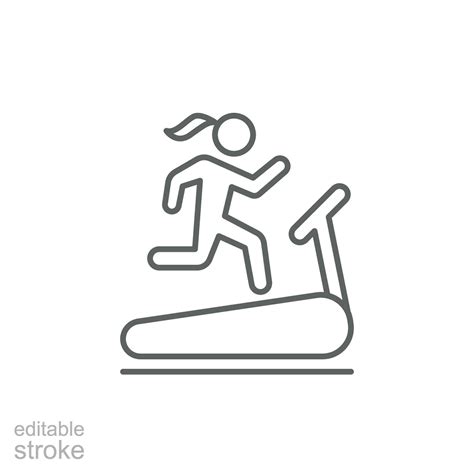 Woman Running On Treadmill Icon Simple Outline Style Run Female Gym Equipment Fitness
