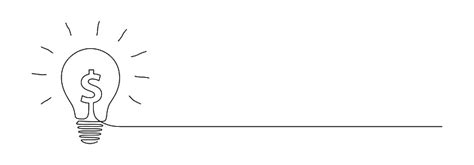 달러 기호가 있는 전구의 연속 선 그리기 1개 돈 버는 아이디어와 간단한 선형 스타일의 높은 전기 비용 개념 재정 절약 에너지