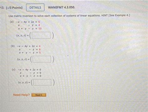 Solved Use Matrix Inversion To Solve Each Collection Of Chegg