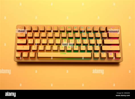 Realistic Computer Keyboard With Golden Chrome Texture Isolated On Gold Background 3d Render Of