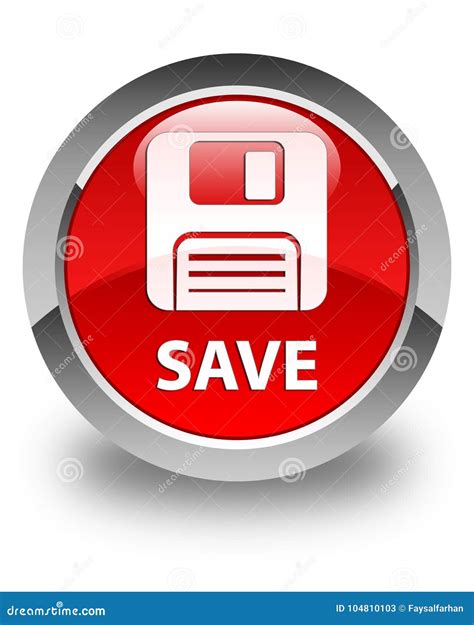 save floppy disk icon glossy red round button stock illustration