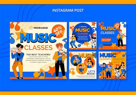 Free Psd Flat Design Music Classes Template
