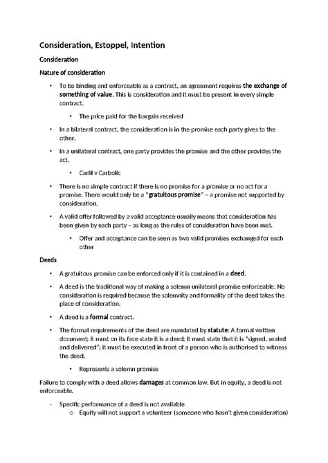 Consideration Estoppel Intention Consideration Estoppel Intention Consideration Nature Of