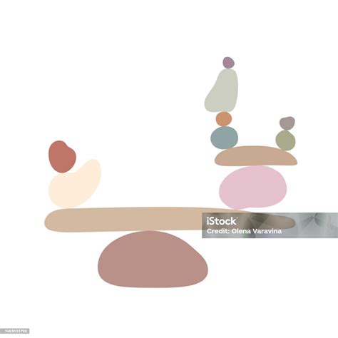 젠 스톤 케언즈 간단한 추상 평면 스타일 벡터 일러스트 레이 션 휴식 명상 및 요가 개념 배너 포스터 카드 인쇄물 벽 예술을