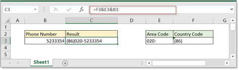Excel Formula Add Country Code Or Area Code To Phone Number