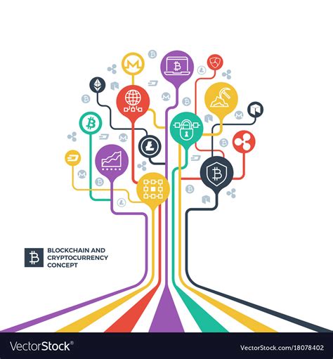Blockchain Cryptocurrency Cryptography And Data Vector Image