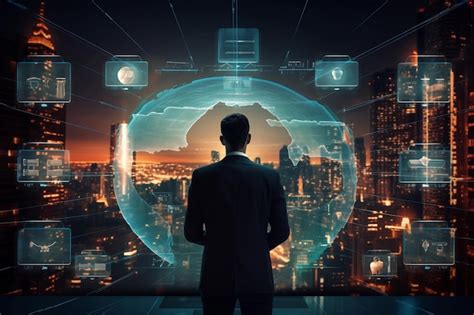 Premium Photo Businessman With Futuristic Cybersecurity Interface Ai