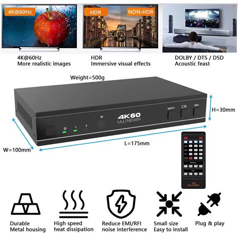 4k Hdmi Multiviewer 2x1 Audio Extractor 4 Display Modes Bungpung