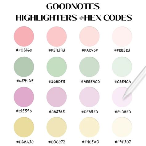 Goodnotes Highlighters Hex Colors