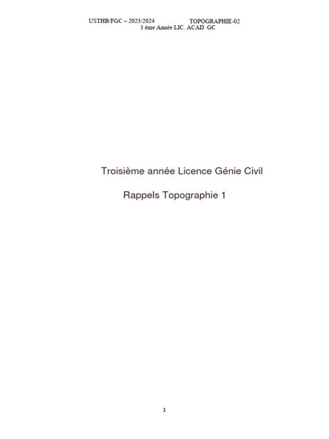 Rappels And Généralités Topographie Pdf