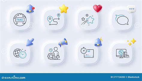 Falling Star Cardboard Box And Online Shopping Line Icons For Web App