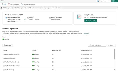 Monitor Mirrored Database Replication Microsoft Fabric Microsoft Learn