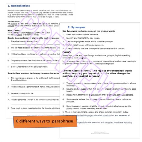 Academic Reading And Writing Skills Paraphrasing For Adult Esl Students Australian Teachers
