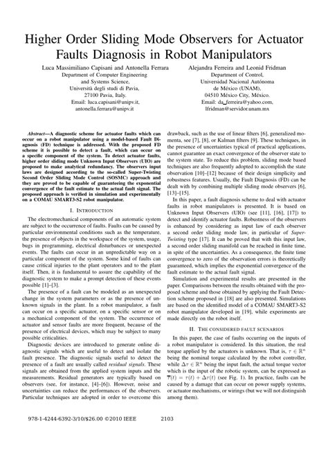 Pdf Higher Order Sliding Mode Observers For Actuator Faults Diagnosis