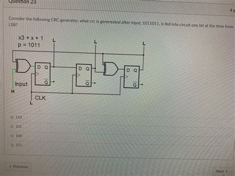 Solved Question 23 4 Consider The Following Crc Generator