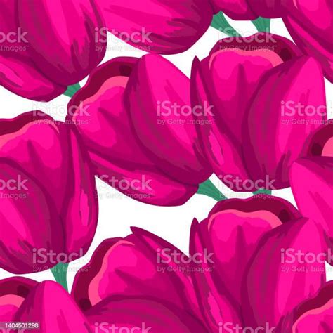 핑크 튤립과 봄 다채로운 벡터 일러스트 만화 스타일 직물 섬유 종이디자인 부활절 생일 8 행진에 대한 휴일 인쇄 잎이 있는 꽃 3월에 대한 스톡 벡터 아트 및 기타 이미지