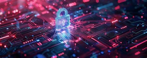 Premium Photo Futuristic Digital Circuit Board With A Glowing Padlock