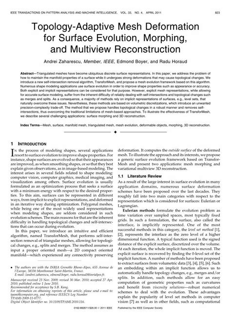 Pdf Topology Adaptive Mesh Deformation For Surface Evolution