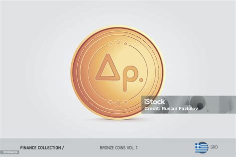 청동 색 동전입니다 현실적인 청동 그리스 드라크마 동전입니다 배경에 고립 된 개체입니다 웹사이트 웹 디자인 모바일 애플 리 케이 션 인포 그래픽에 대 한 금융 개념 0명에