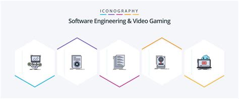 Software Engineering And Video Gaming 25 Filledline Icon Pack Including Hdd Install Running
