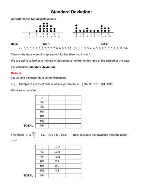 Standard Deviation Notes Pdf Standard Deviation Descriptive