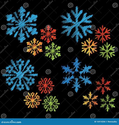Vector Set Of Scratch Snowflake Stock Vector Illustration Of Drawing Decoration 16914206