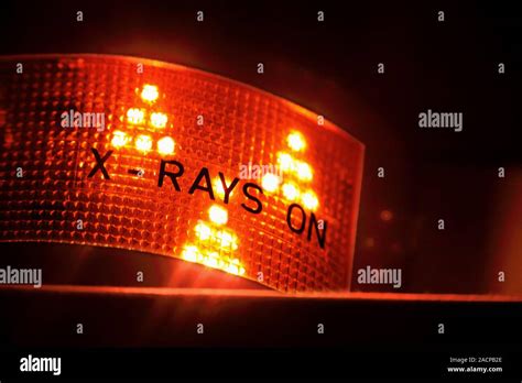 X Ray Analysis Of Construction Materials Clos Up Of The Warning Light On A Goniometer Being