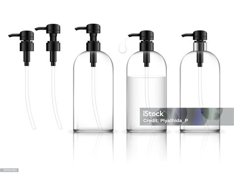 디스펜서 펌프 화장품 투명 플라스틱 병 젤 로션 크림 샴푸 목욕 거품용 액체 용기 뷰티 제품 패키지 벡터 그림입니다 라벨에 대한 스톡 벡터 아트 및 기타 이미지 Istock