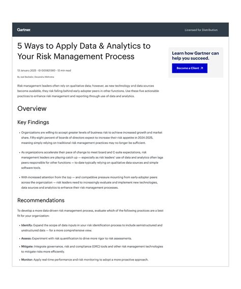 Gartner Report 5 Ways To Apply Data And Analytics To Your Risk Management Process Au