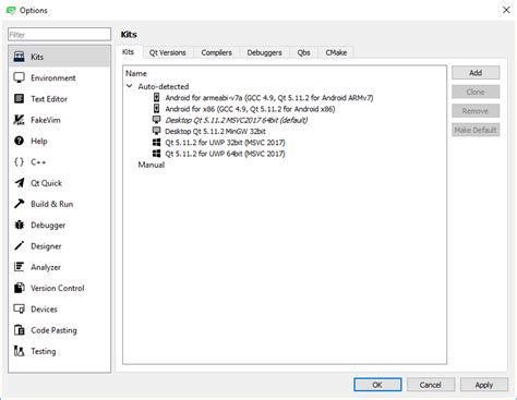 qt 5 11 2 cannot create kits for all architectures qt forum