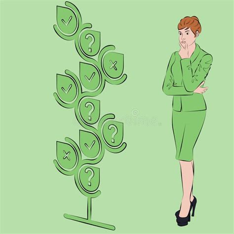 Woman Using Decision Tree Outline Stock Vector Illustration Of Diagram Innovation 331996826